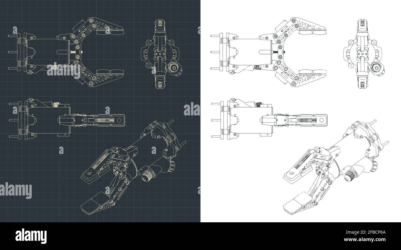 Stylized vector illustration of robotic arm drawings Stock Vector Image ...