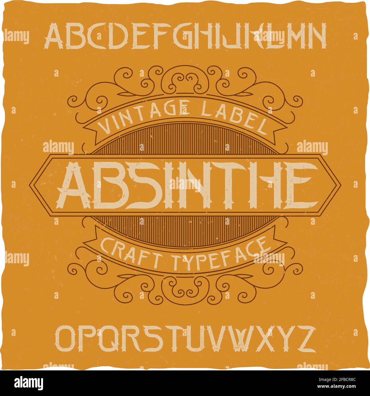 Absinthe label font and sample label design with decoration ...