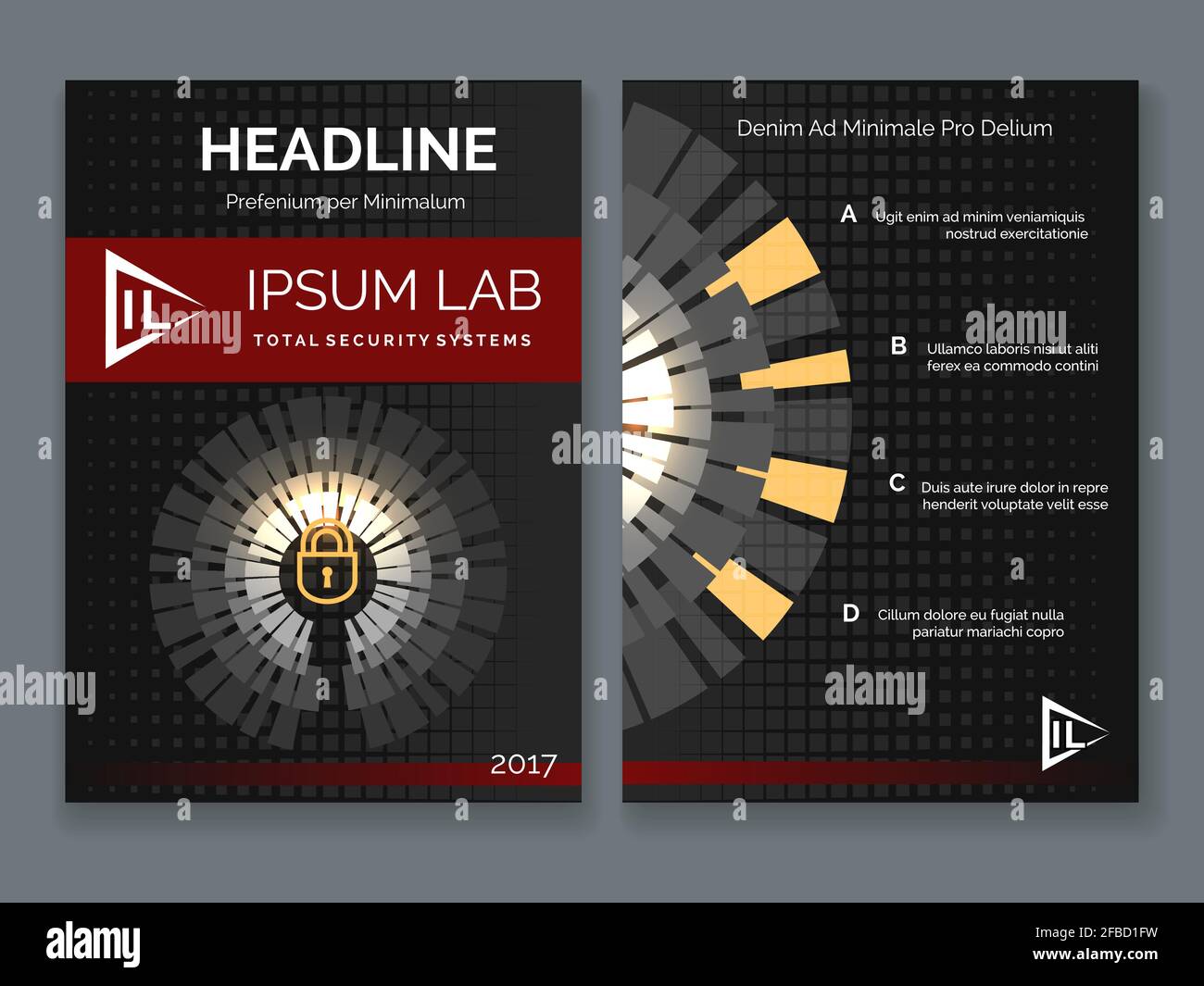 Security system business brochure. Cyber secure vector posters with ...