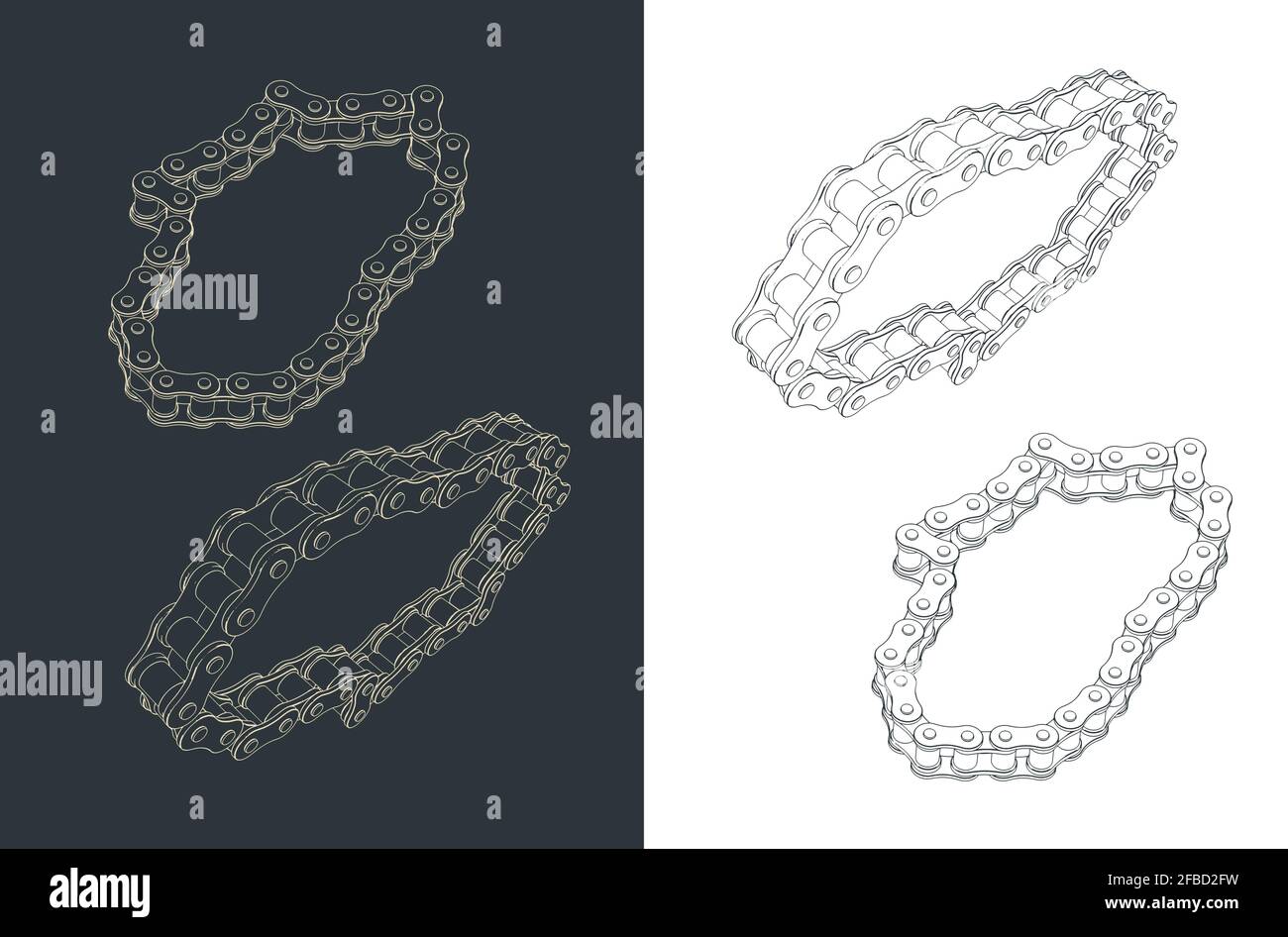 Stylized vector illustration of a chain for a chain transmission Stock ...