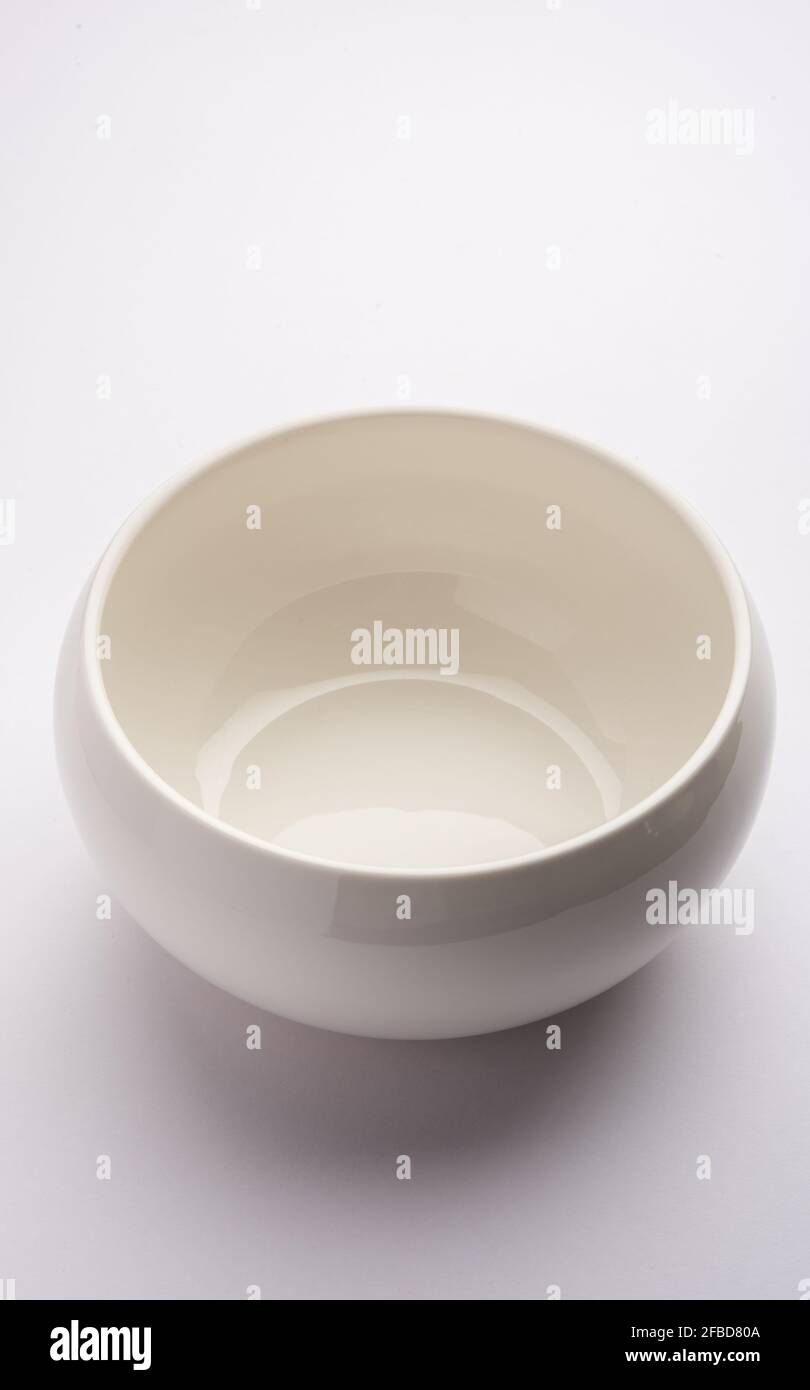 Empty white ceramic serving bowl, isolated over white or gray ...