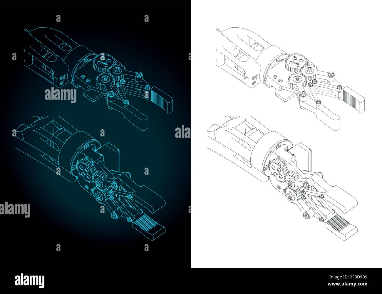 Stylized vector illustration of robotic arm drawings Stock Vector Image ...