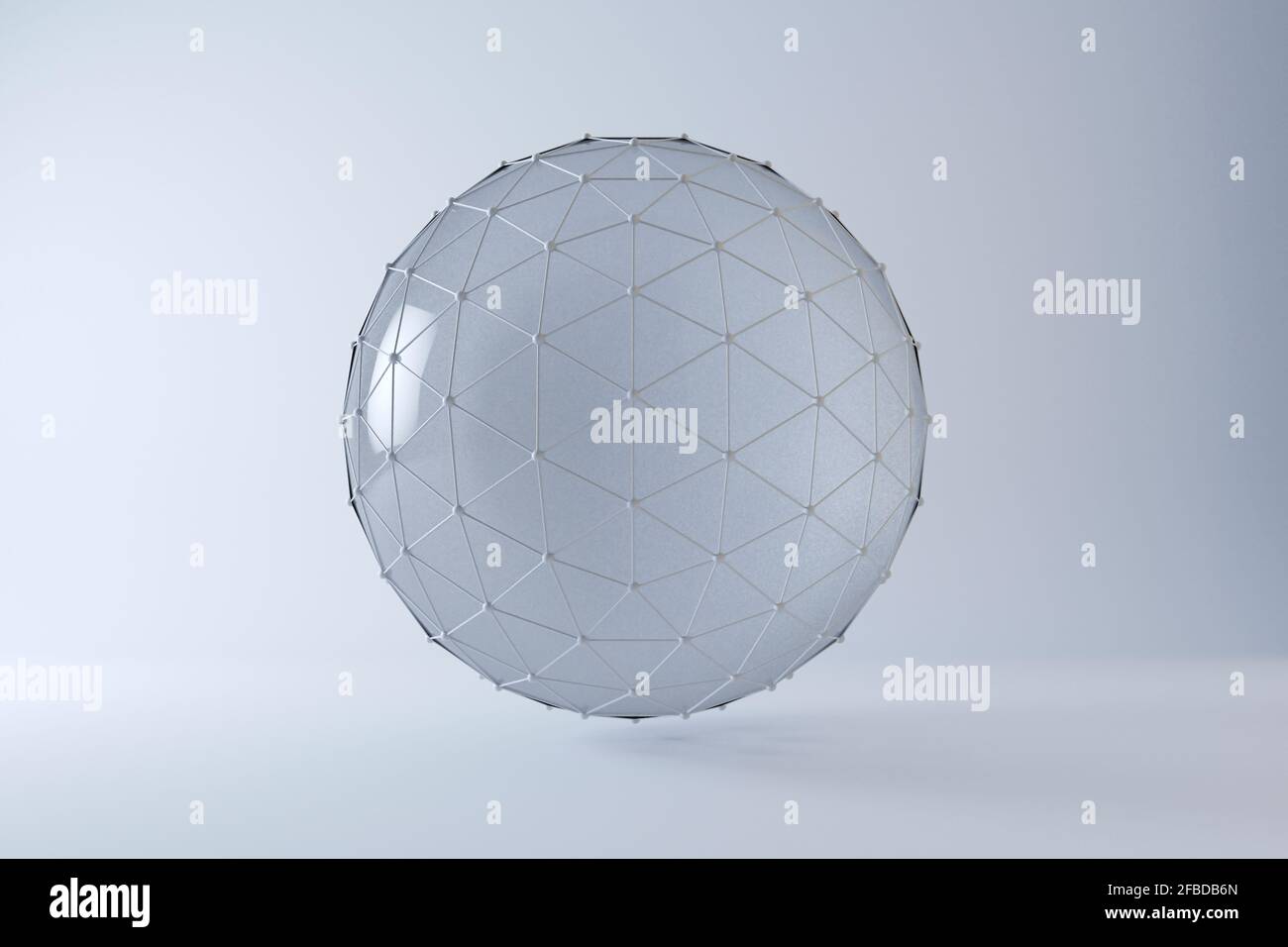 Three dimensional render of small spheres interconnecting abstract ...