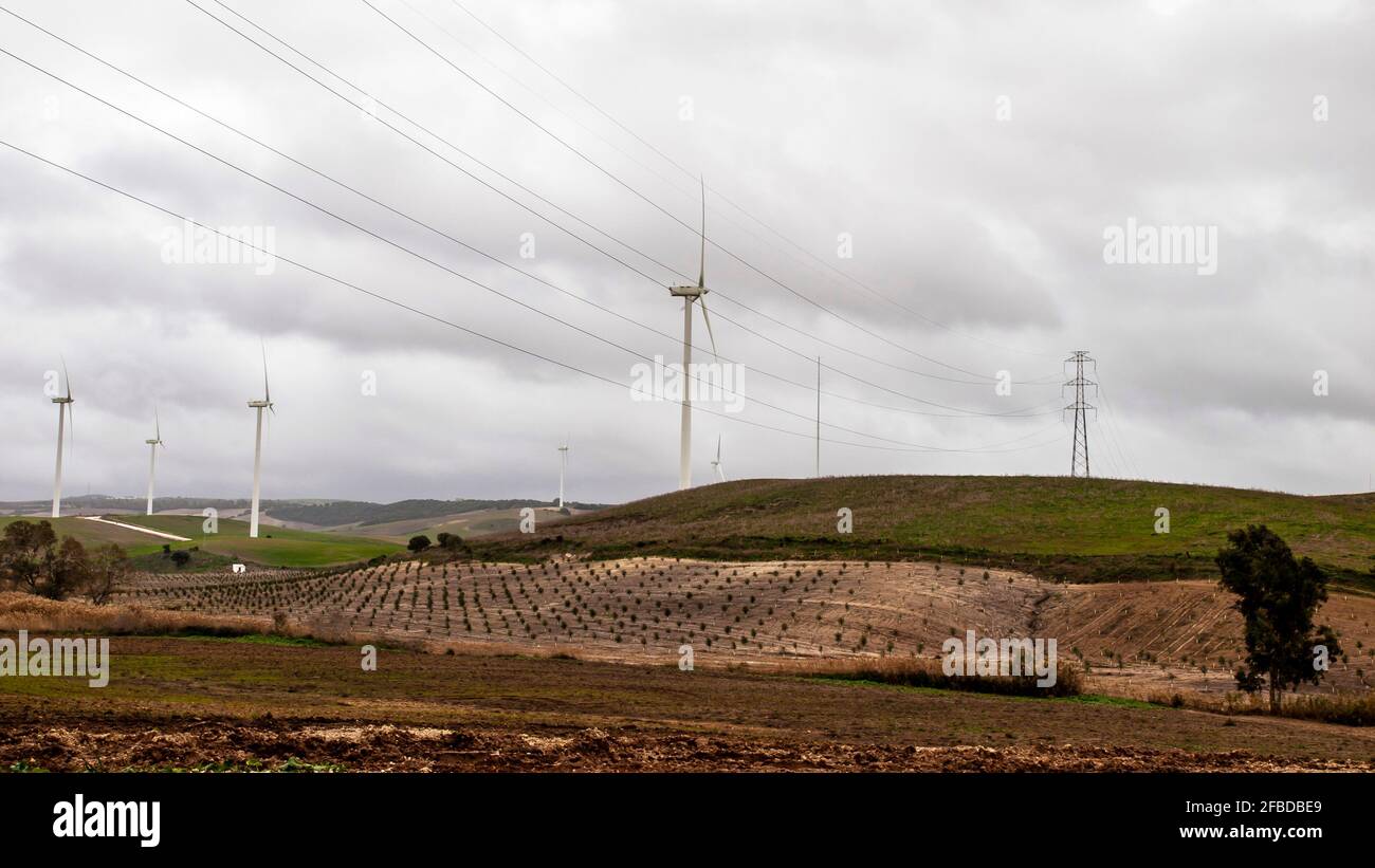 Rural landscape with wind turbine generators Stock Photo - Alamy