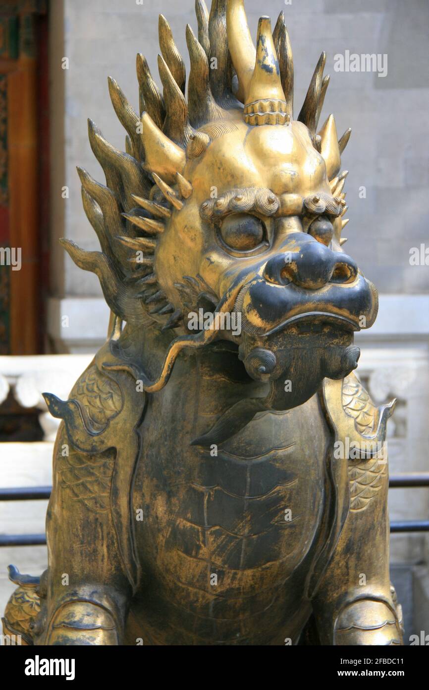 statue of a qilin (?) at the forbidden city in beijing in china Stock ...