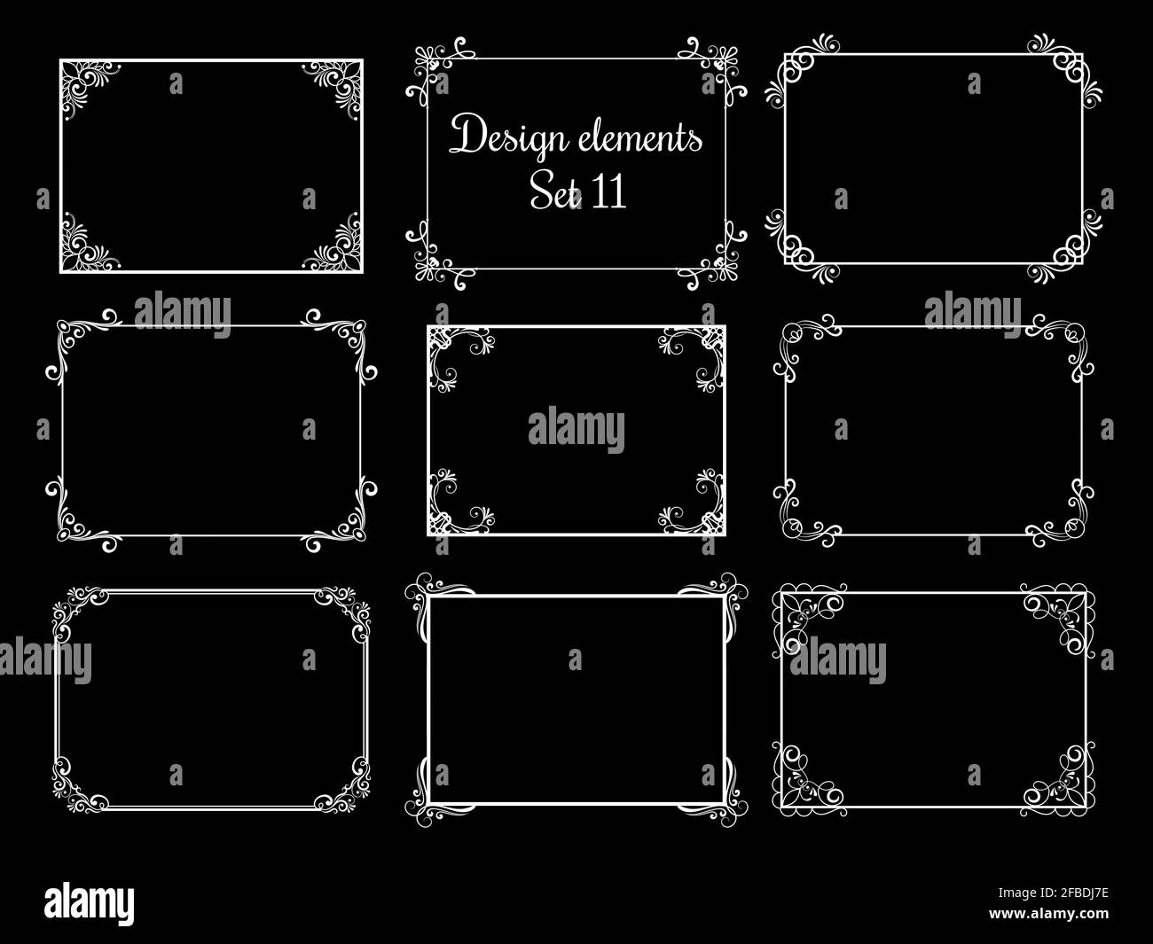 Decorative ornamental frames. Vector vintage elegant floral borders ...