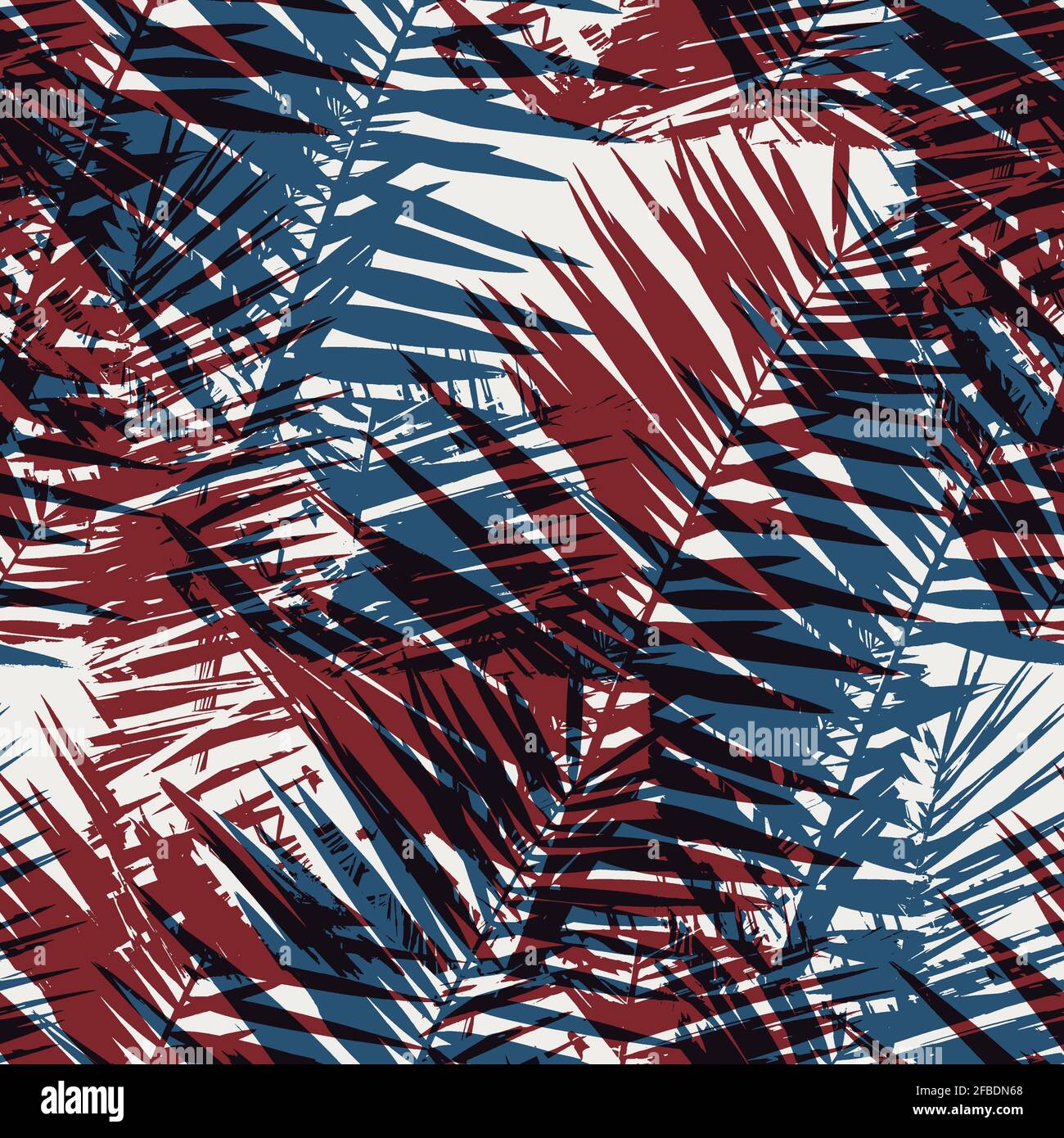 Seamless tropical pattern in red blue black white Stock Photo - Alamy