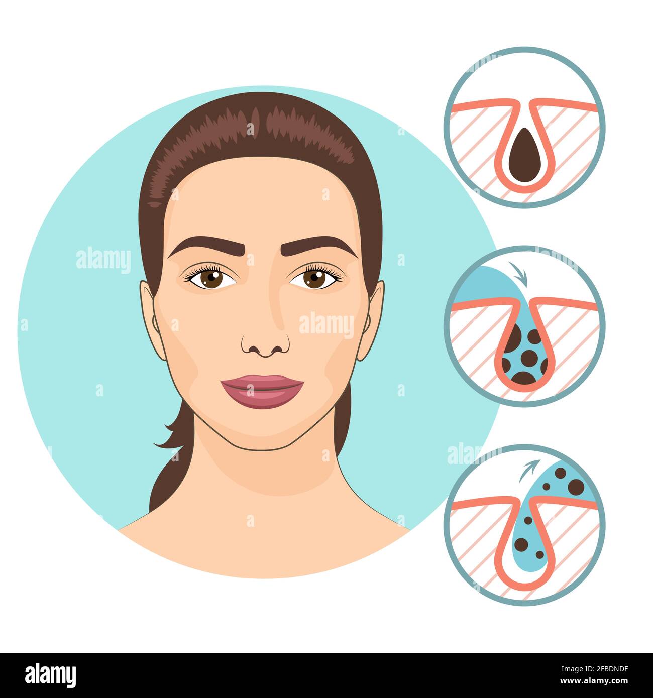 Woman facial treatments. Skin problems and face care vector ...