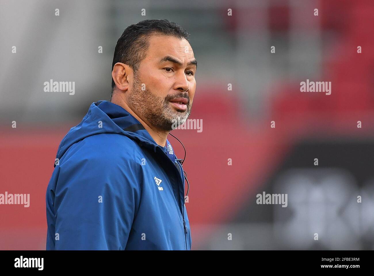 Pat Lam Director of Rugby of Bristol Bears during the pre-game warmup ...