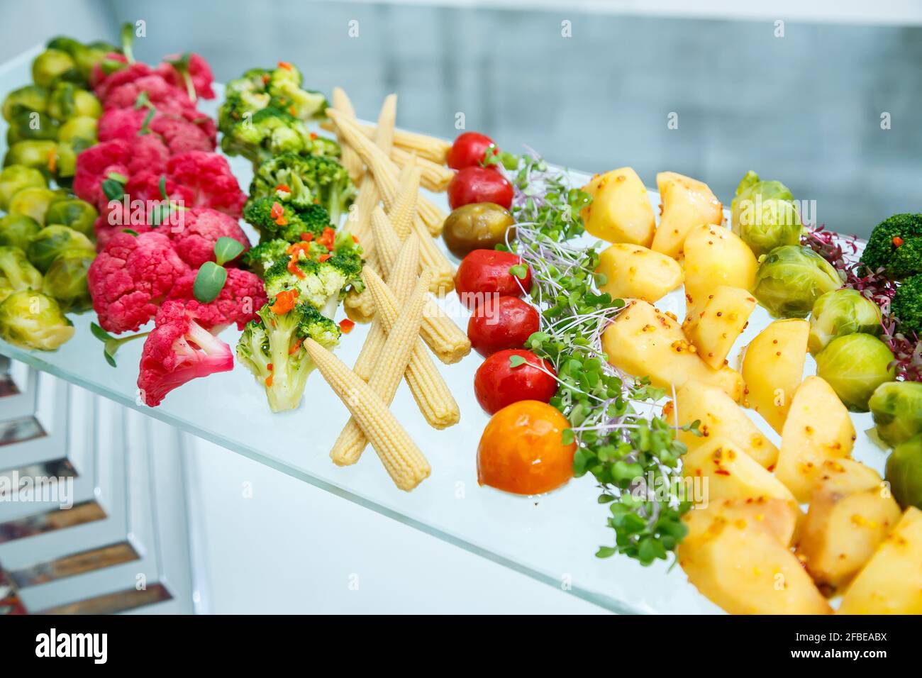 Delicious dish on the buffet table. Cold appetizers from the chef for ...