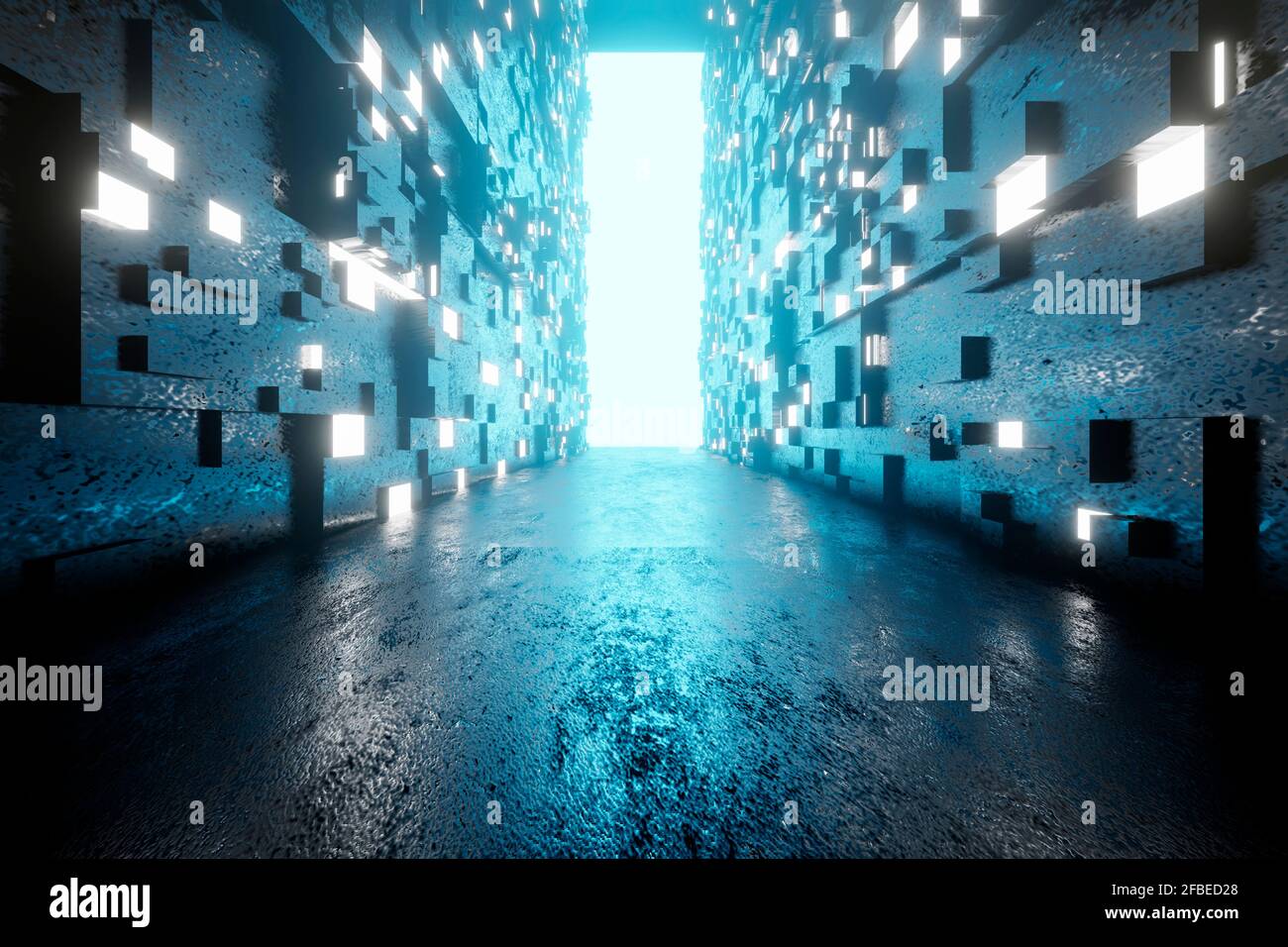 3D illustration of architecture visualisation of alien science fiction ...