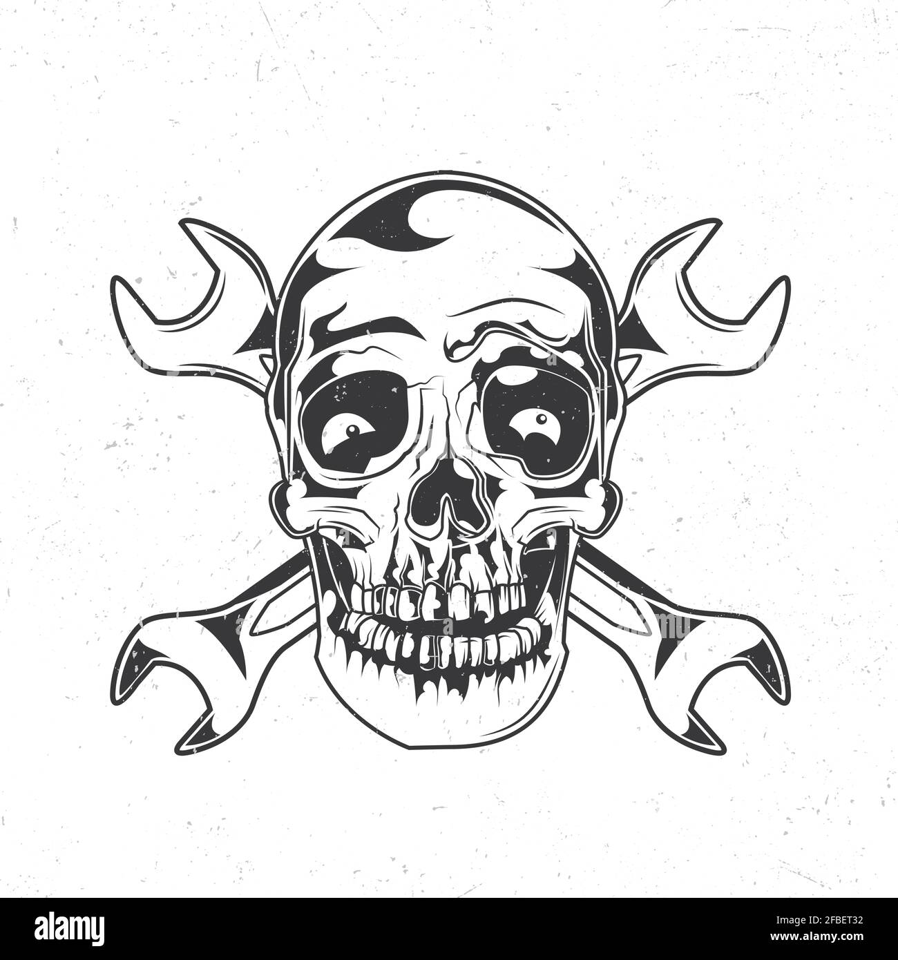Isolated emblem with illustration of mechanic skull Stock Vector Image ...