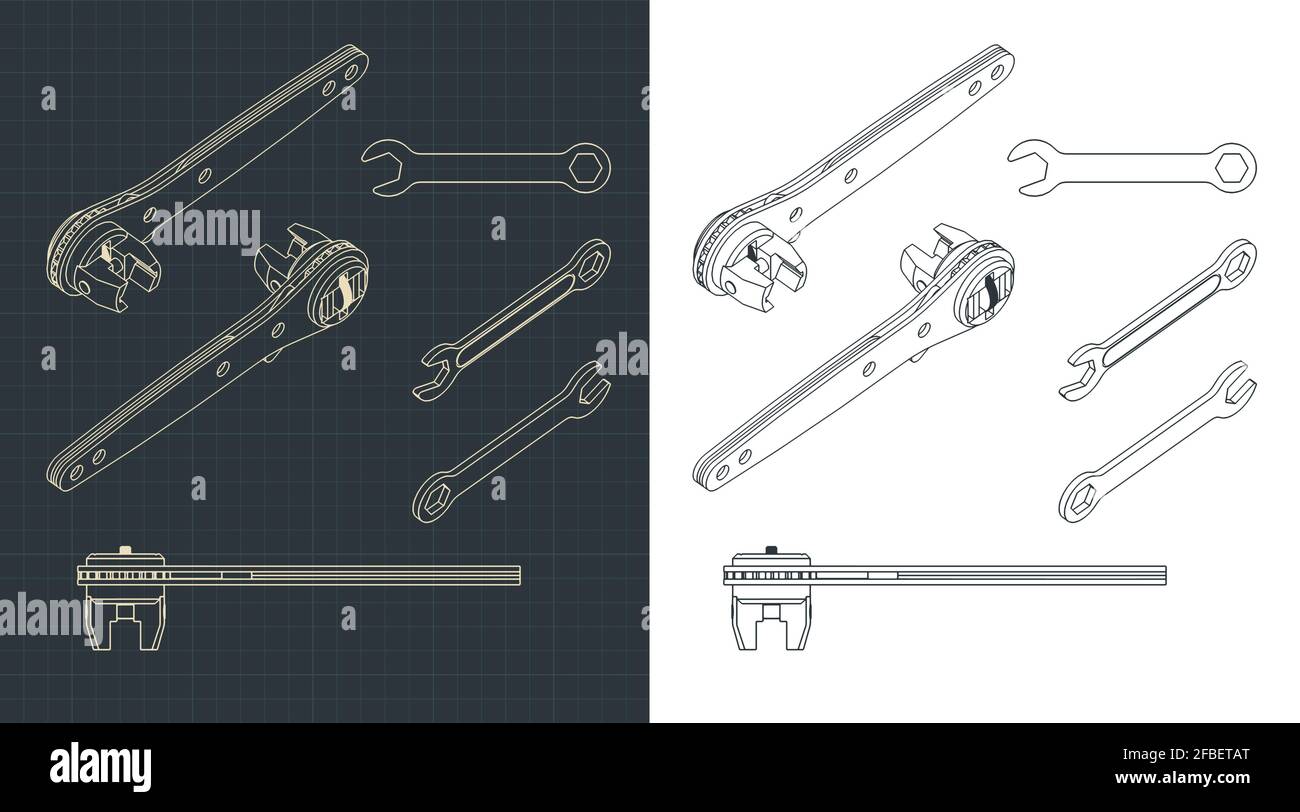 Stylized vector illustration of drawings of wrenches Stock Vector Image ...