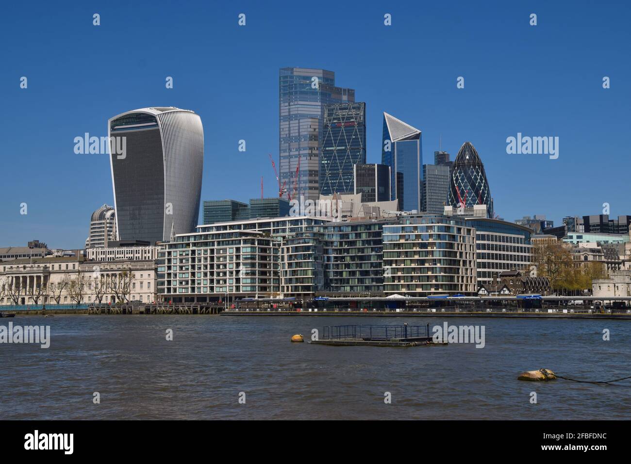 Panoramic view of the City of London skyline and River Thames on a ...