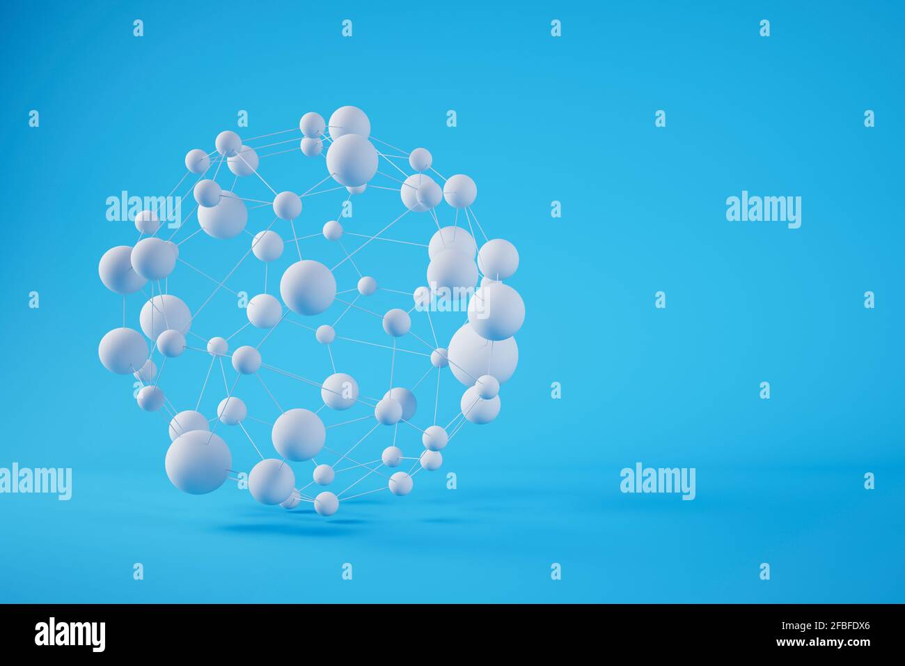 Three dimensional render of white connected spheres Stock Photo - Alamy
