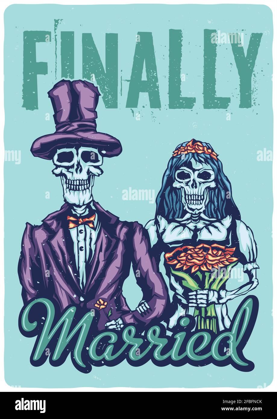 T-shirt or poster design with illustraion of dead bride and groom Stock ...