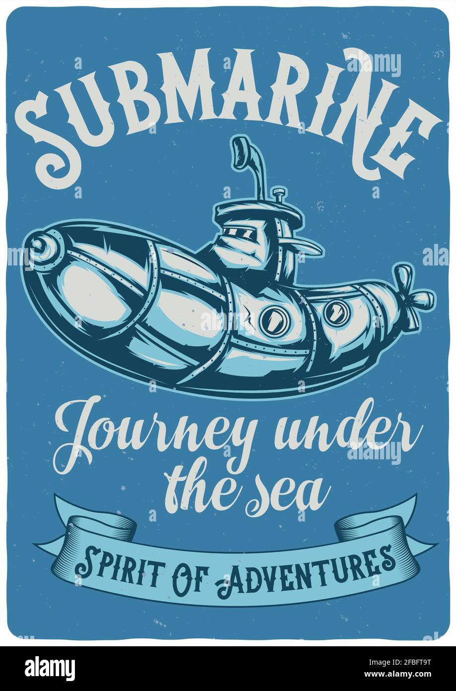 T-shirt or poster design with illustraion of funny submarine Stock ...