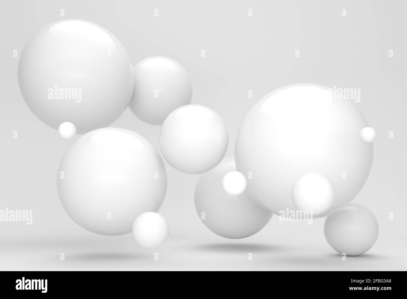 Three dimensional render of white connected spheres Stock Photo - Alamy
