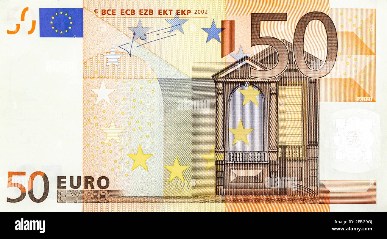 Close up 50 euro banknote, macro photo Stock Photo - Alamy