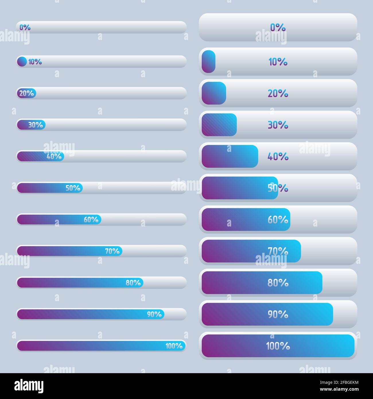 Two options for loading icons from 0 to 100%. The isolated vector ...