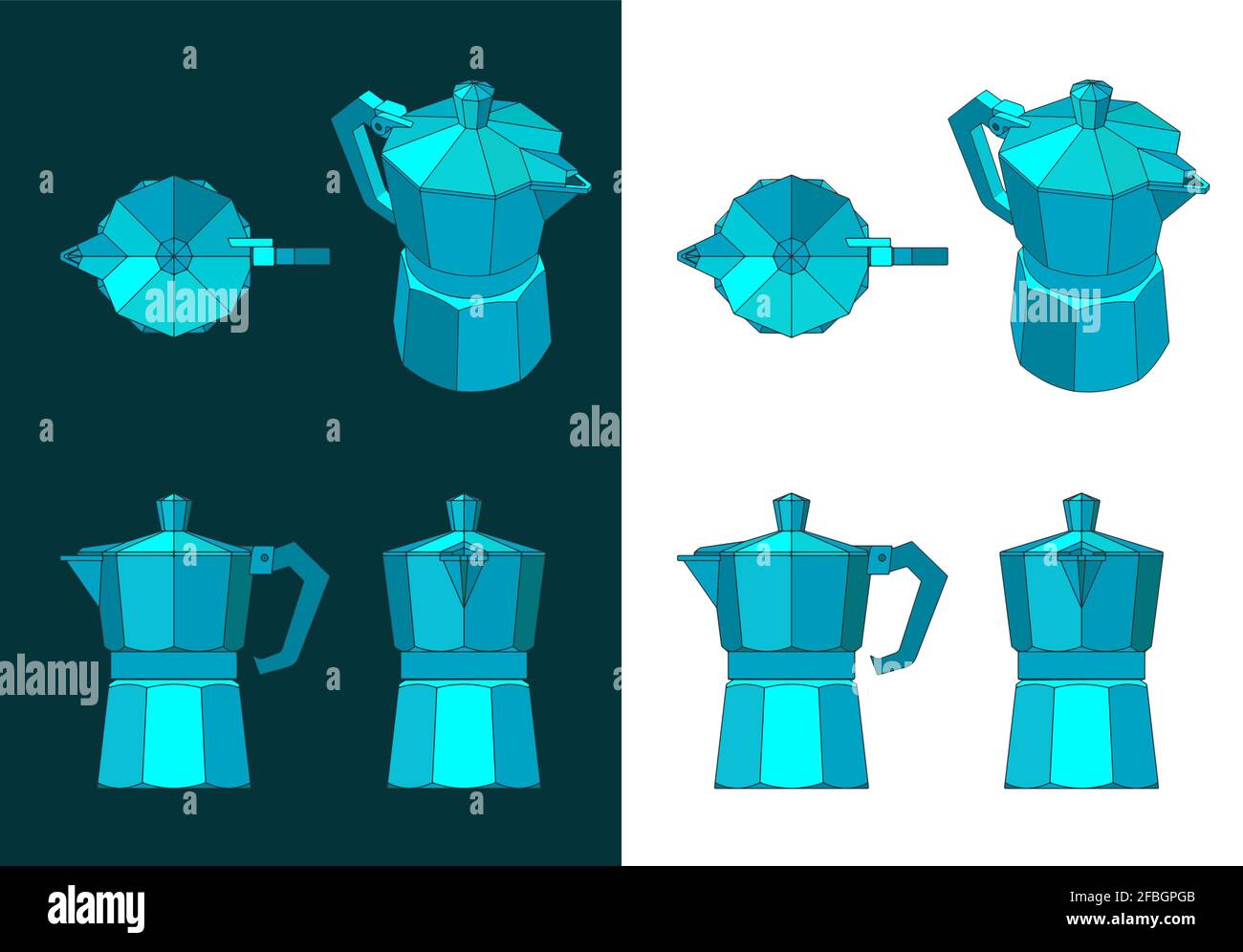 Stylized vector illustration of a coffee maker color drawings Stock ...