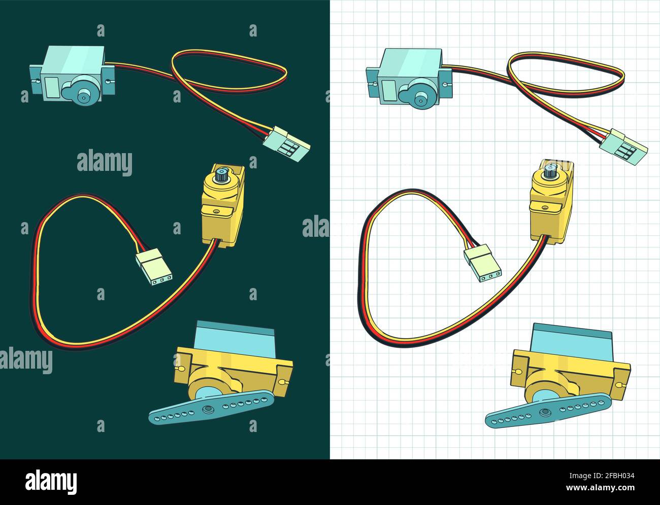 Stylized vector illustration of micro servos for education and robotics ...