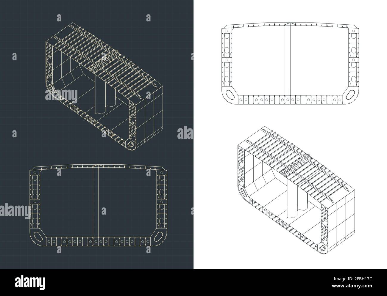 Stylized vector illustration of a tanker midship section drawings Stock ...