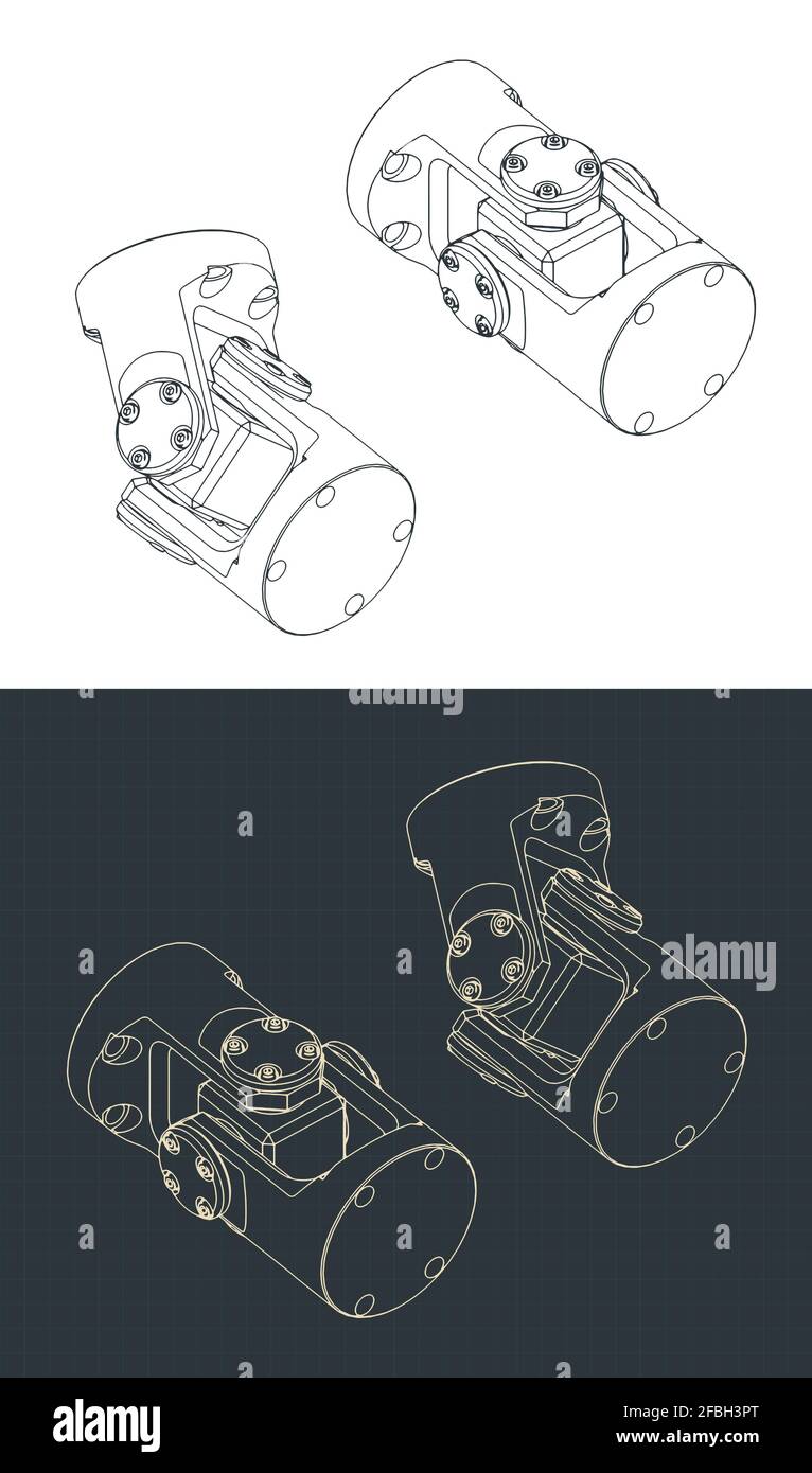 Stylized vector illustrations of a сardan transmission drawings Stock ...
