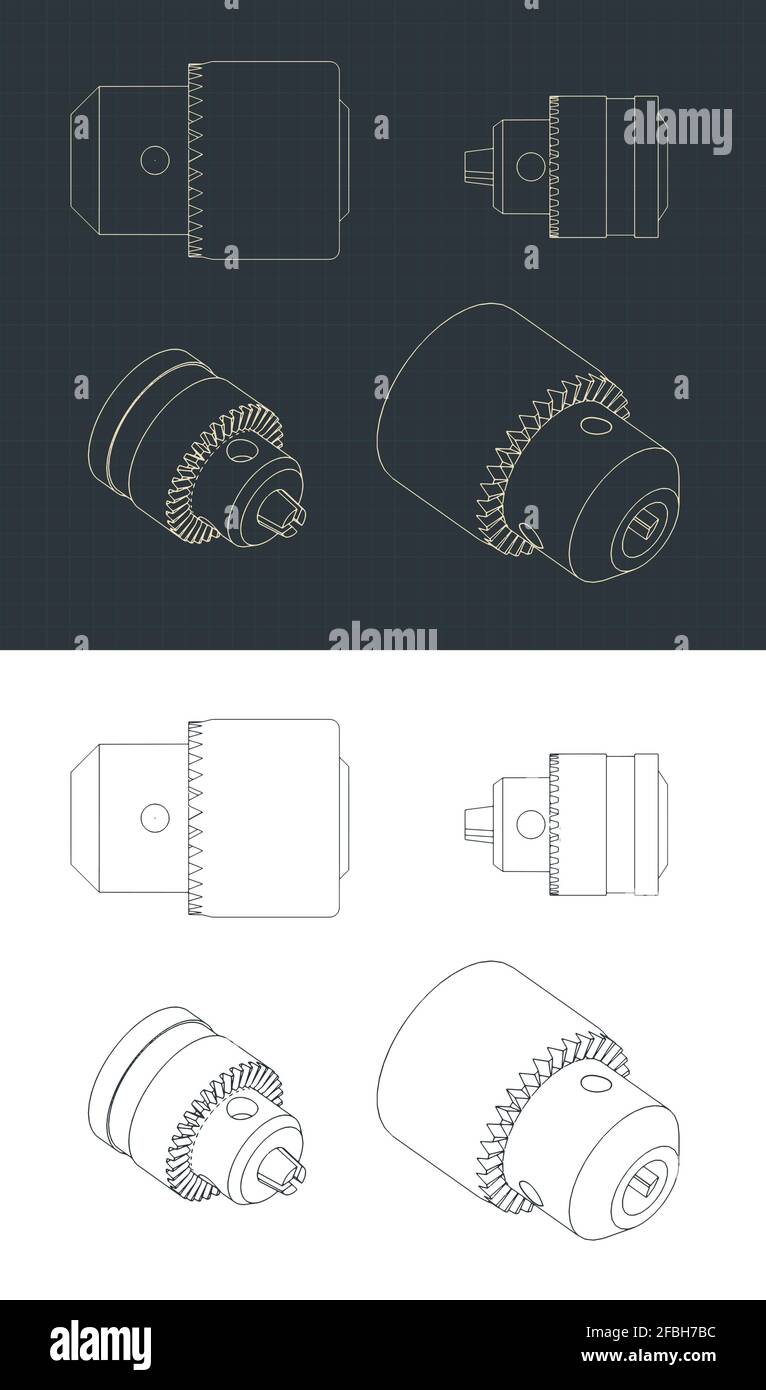 Stylized vector illustrations of drawings of drill chucks Stock Vector ...