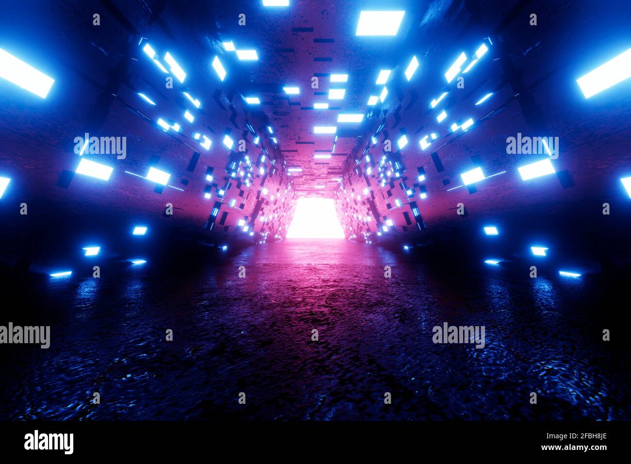 3D illustration of architecture visualisation of alien science fiction ...