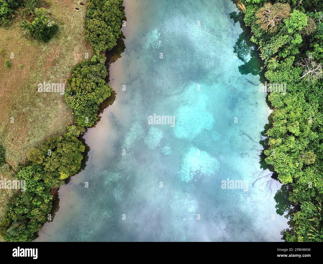 Aerial view turquoise colored lac bleu lake hi-res stock photography ...