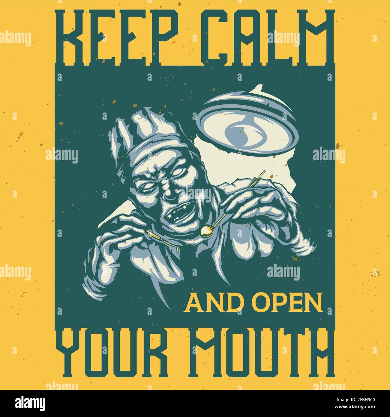 T-shirt or poster design with illustration of scary dentist Stock ...