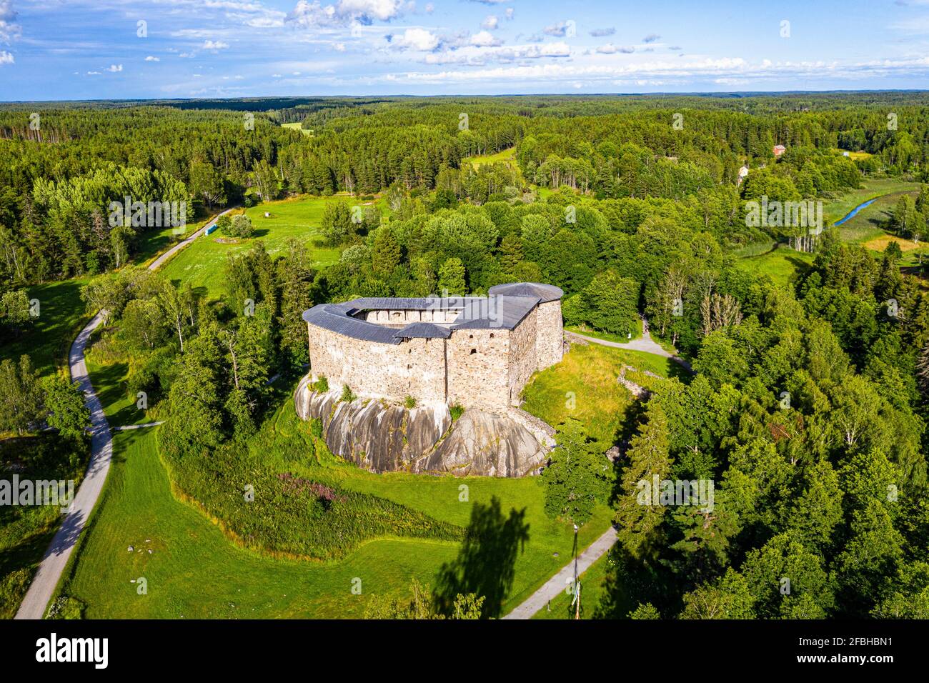 Finland, Raseborg, Aerial view of Raseborg Castle and surrounding ...