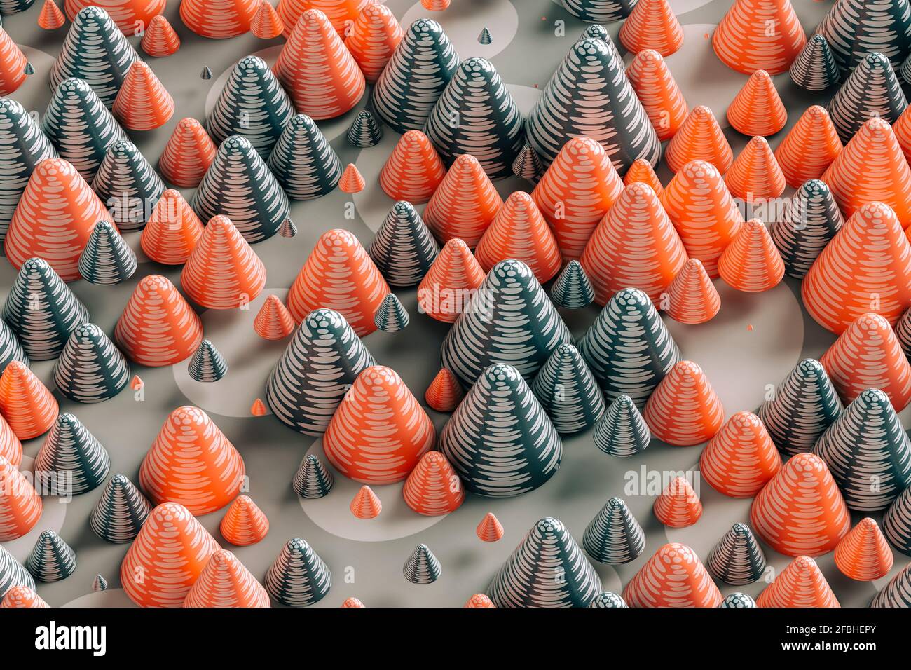 Three dimensional render of gray and red cones Stock Photo - Alamy