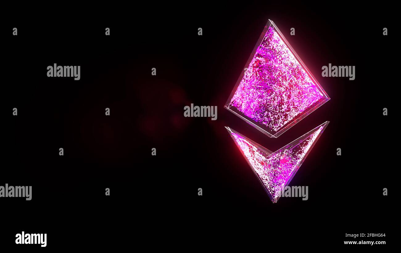 Three dimensional render of pink glowing Ethereum logo Stock Photo - Alamy
