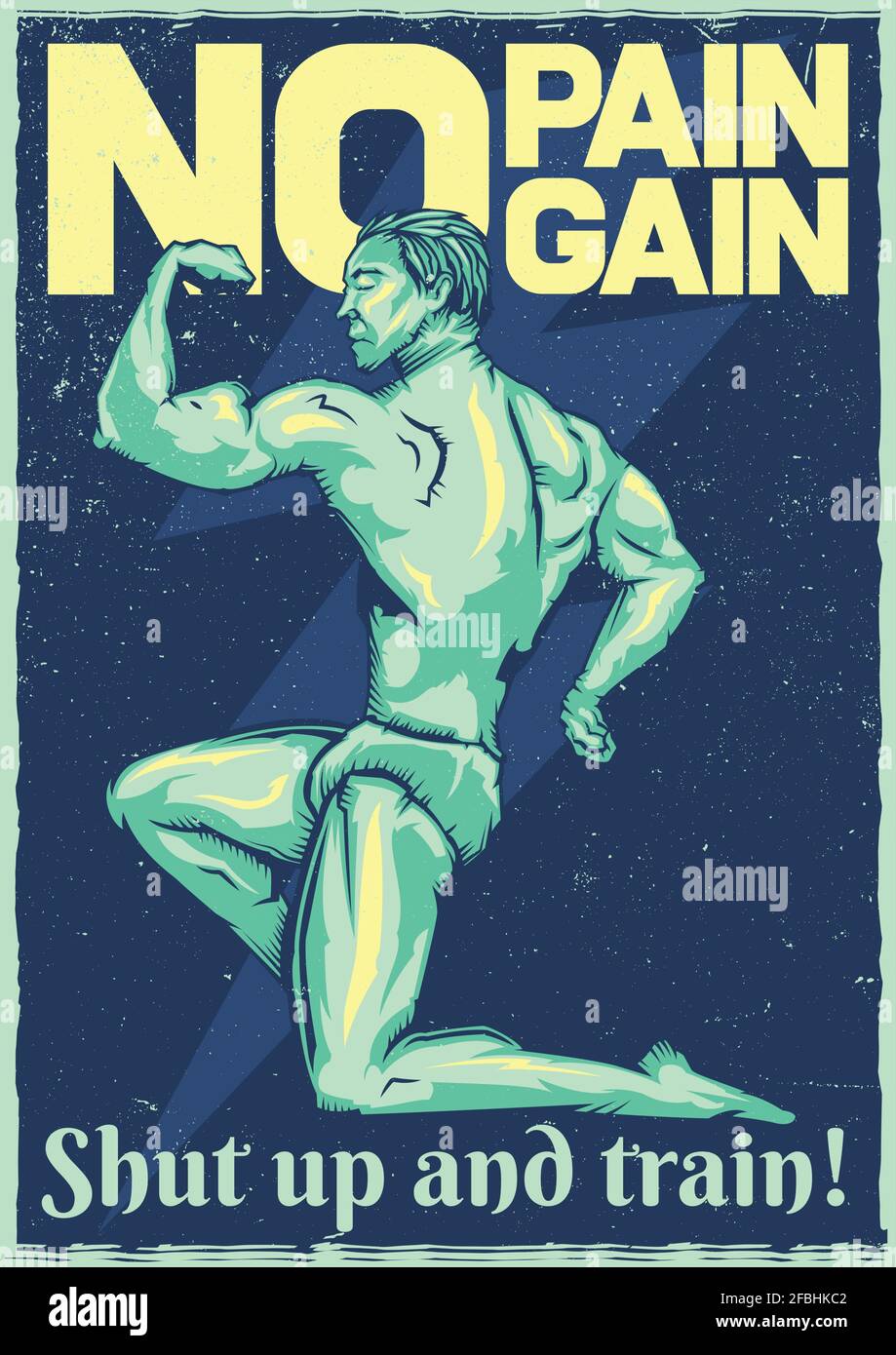 T-shirt or poster design with illustration of bodybuilder Stock Vector ...