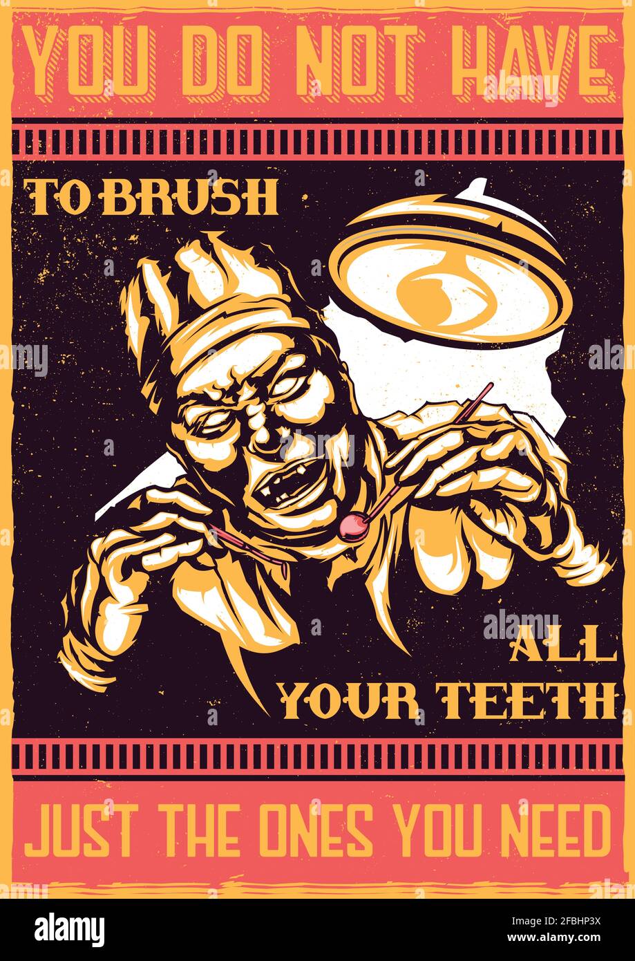 T-shirt or poster design with illustration of scary dentist Stock ...