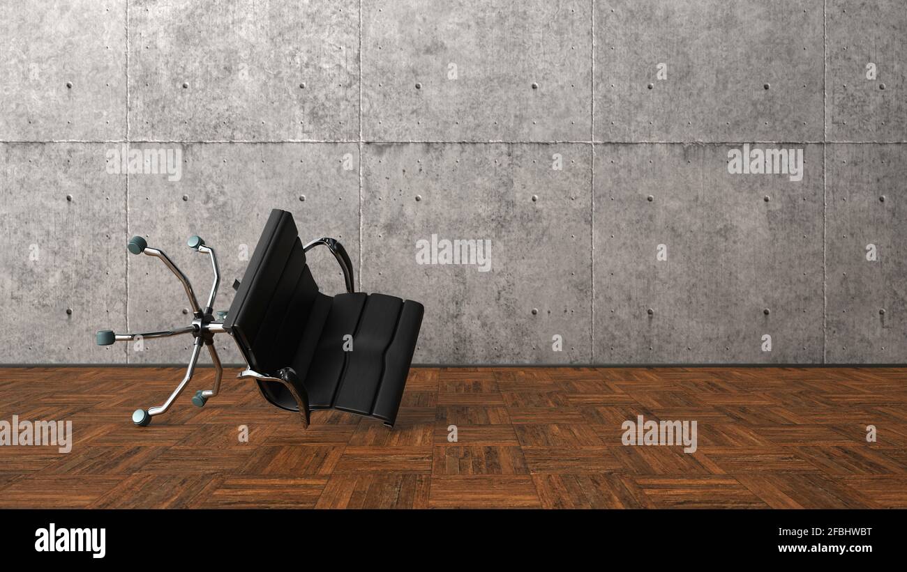 Overturned swivel chair in insolvent company Stock Photo - Alamy