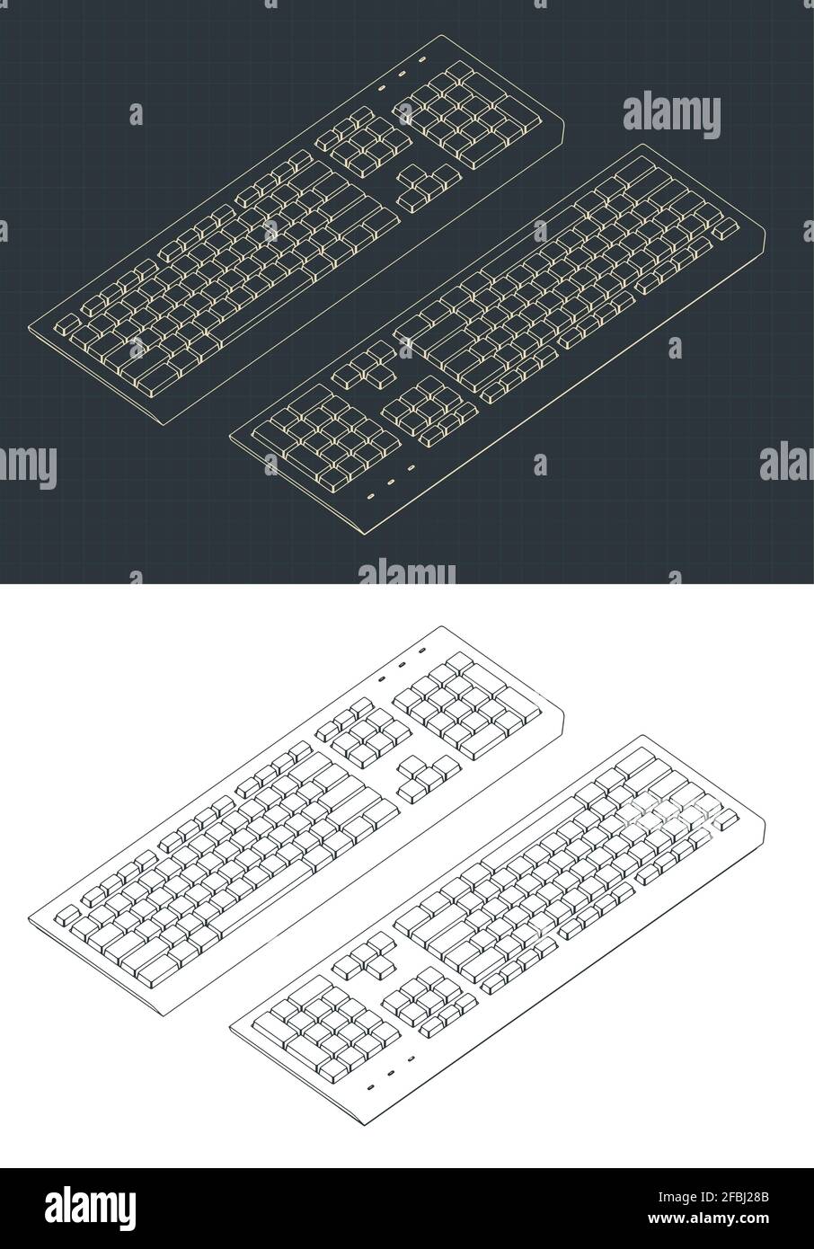 Stylized vector illustration of keyboard isometric drawings Stock ...
