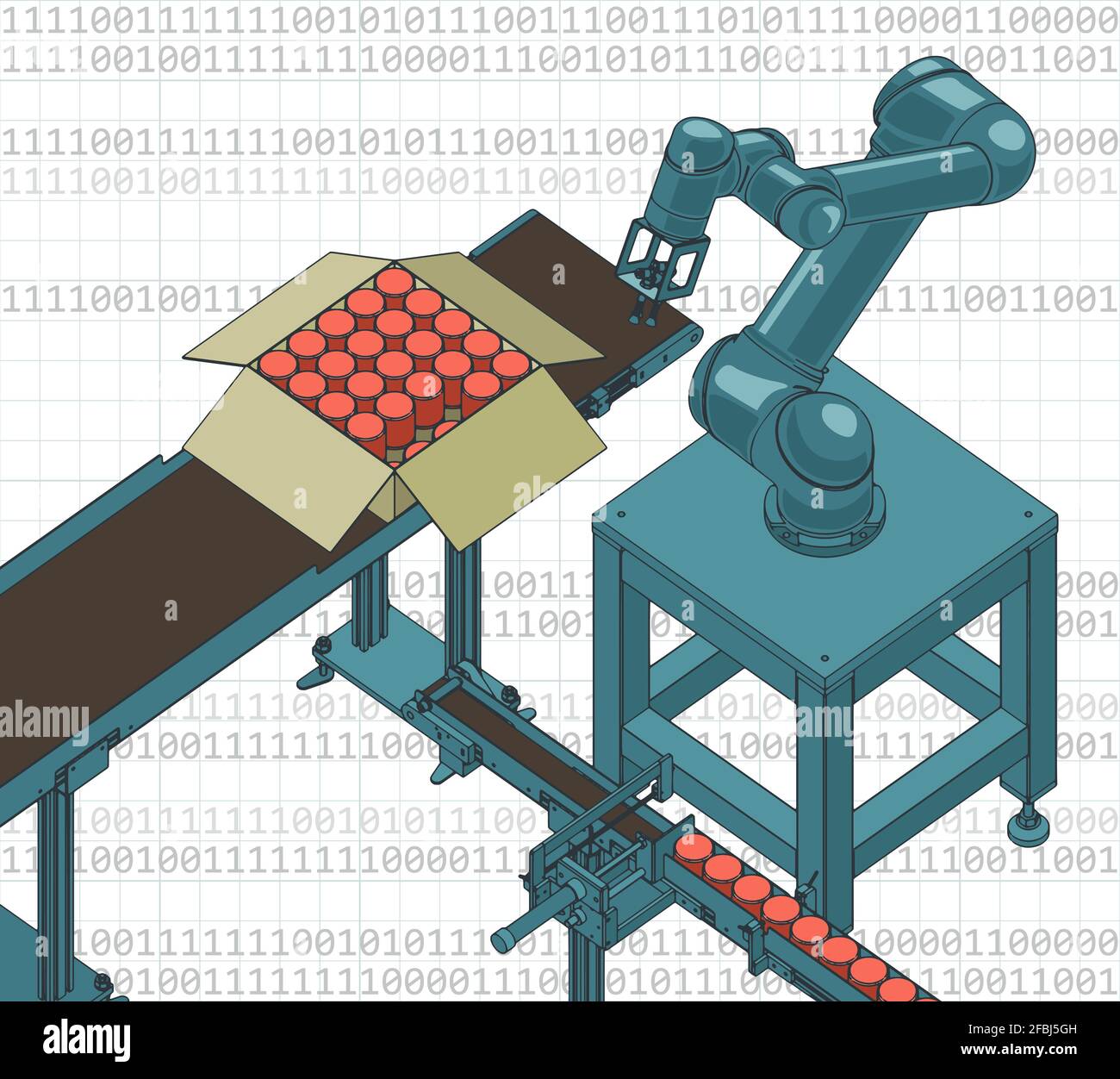 Stylized vector illustration of automated factory line Stock Vector ...