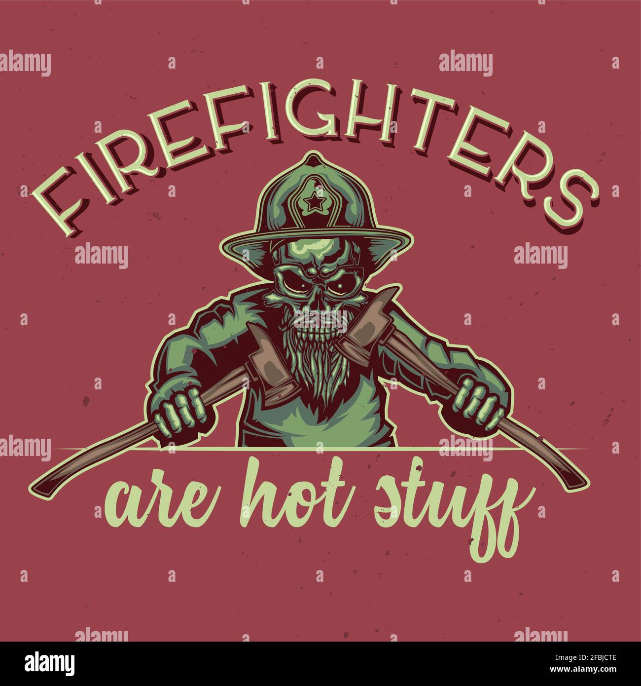 T-shirt or poster design with illustration of a firefighter Stock ...
