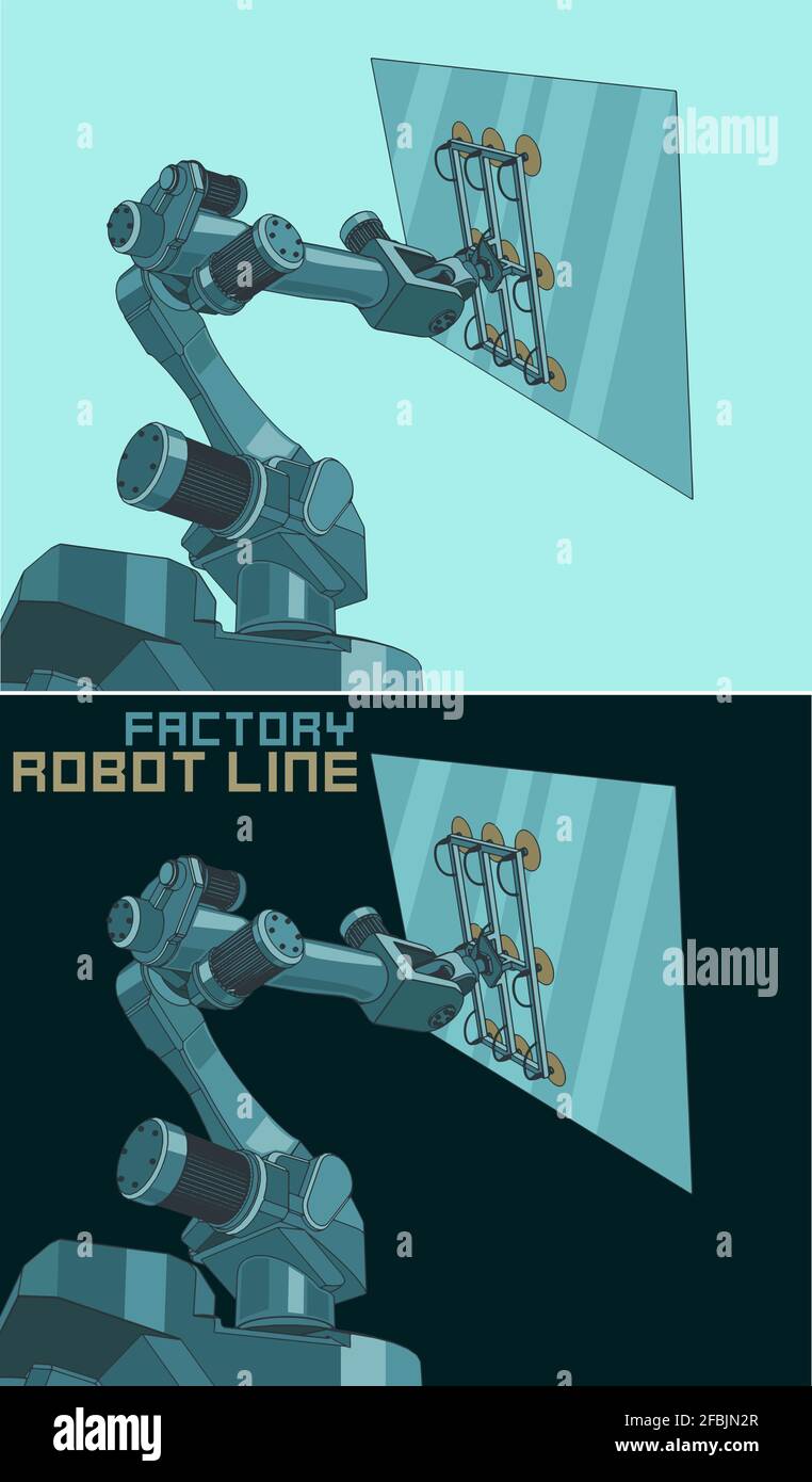 Stylized vector illustration of robot with vacuum gripper Stock Vector ...