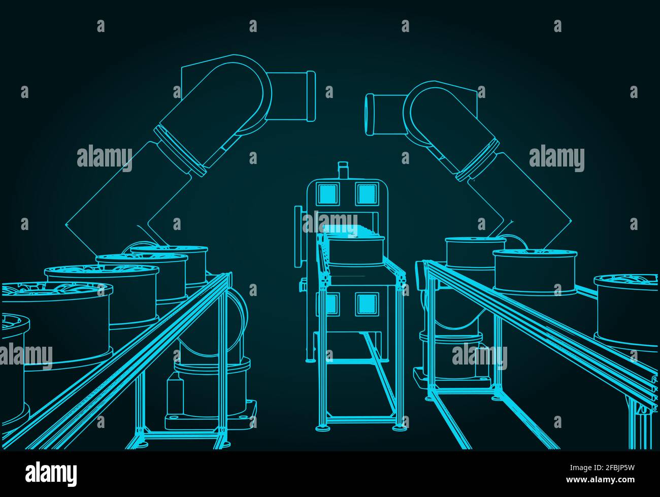 Stylized vector illustration of automated factory line Stock Vector ...