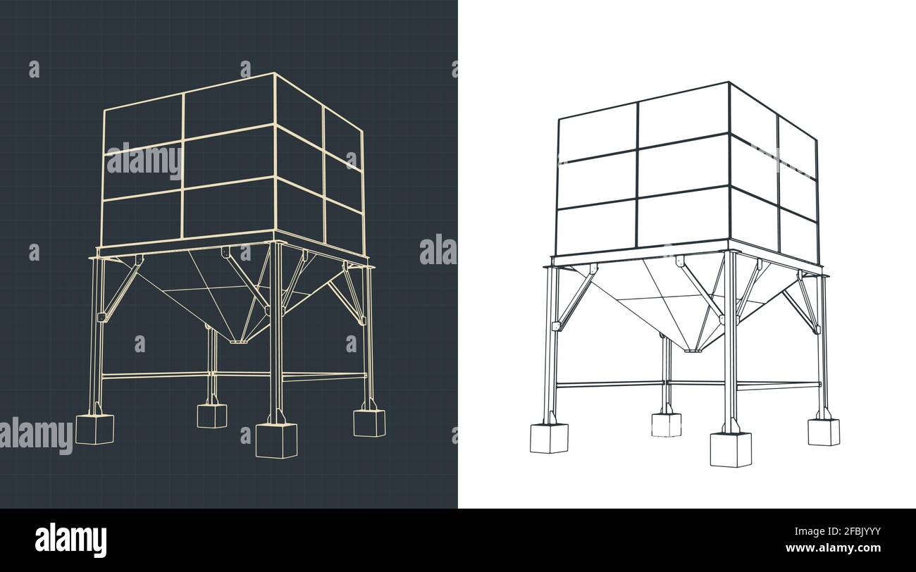 Stylized vector illustration of Silo storage drawings Stock Vector ...