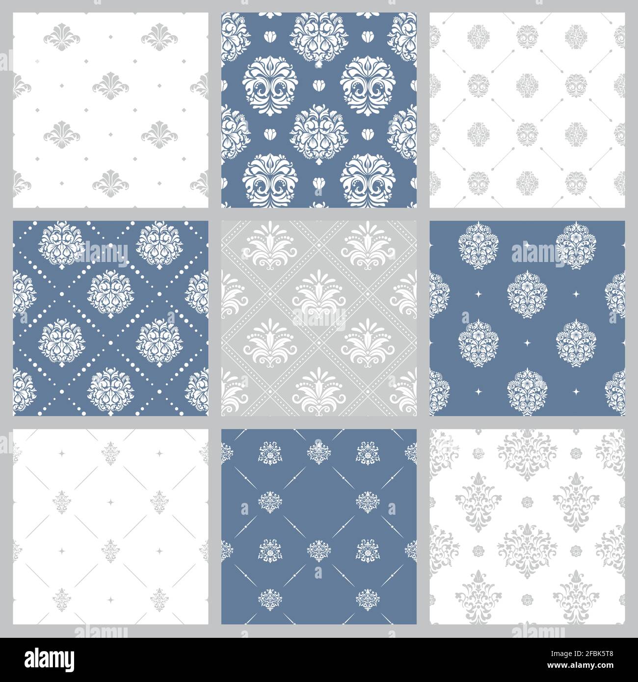Victorian pattern, white baroque wallpaper. Set of background in ...