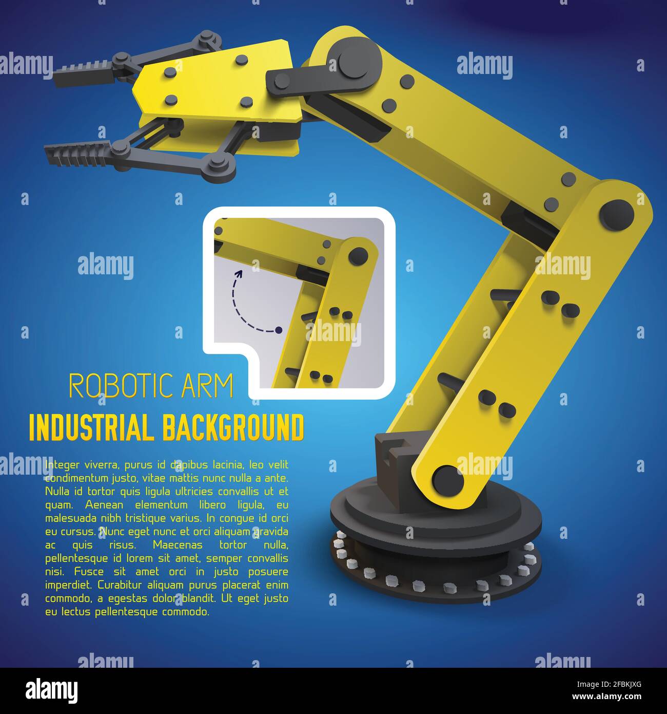 Yellow robots arm poster or flyer for advertising or presentation of a ...
