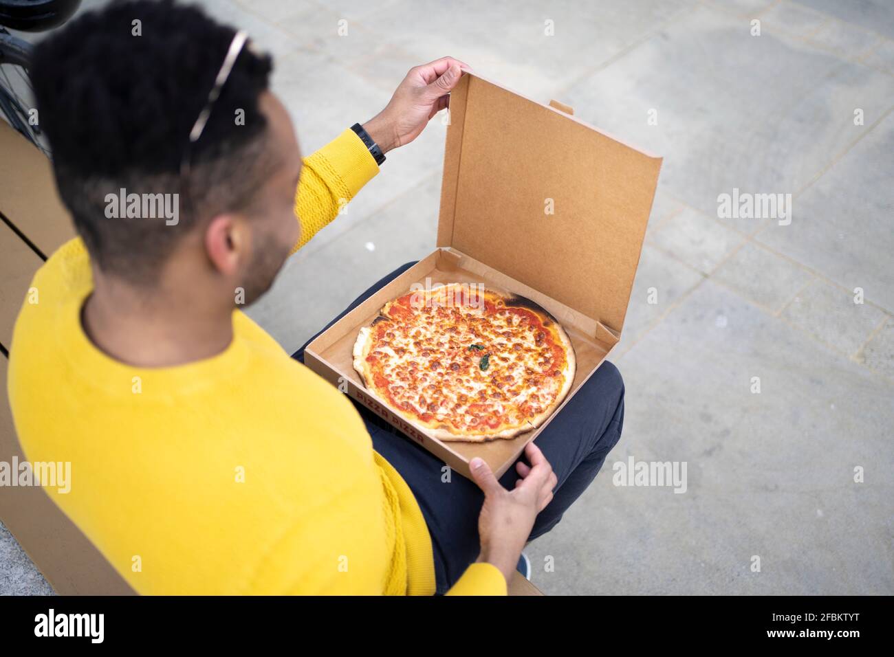 Open Pizza Box With Pizza