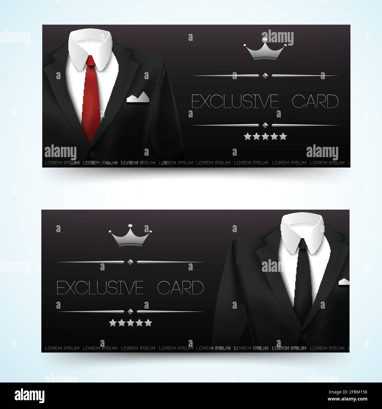 Two horizontal stylish banner set with male clothing suit and exclusive ...