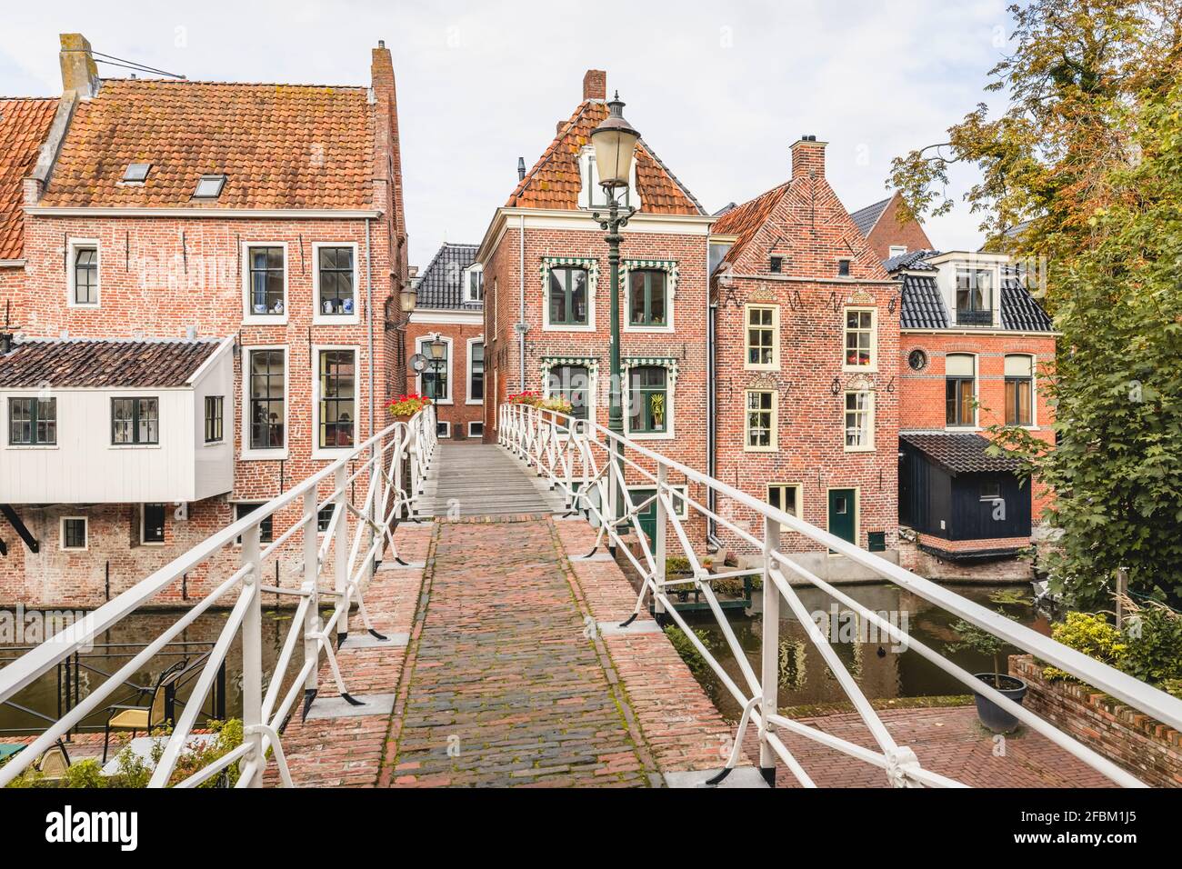 Netherlands, Groningen Province, Appingedam, Footbridge over ...