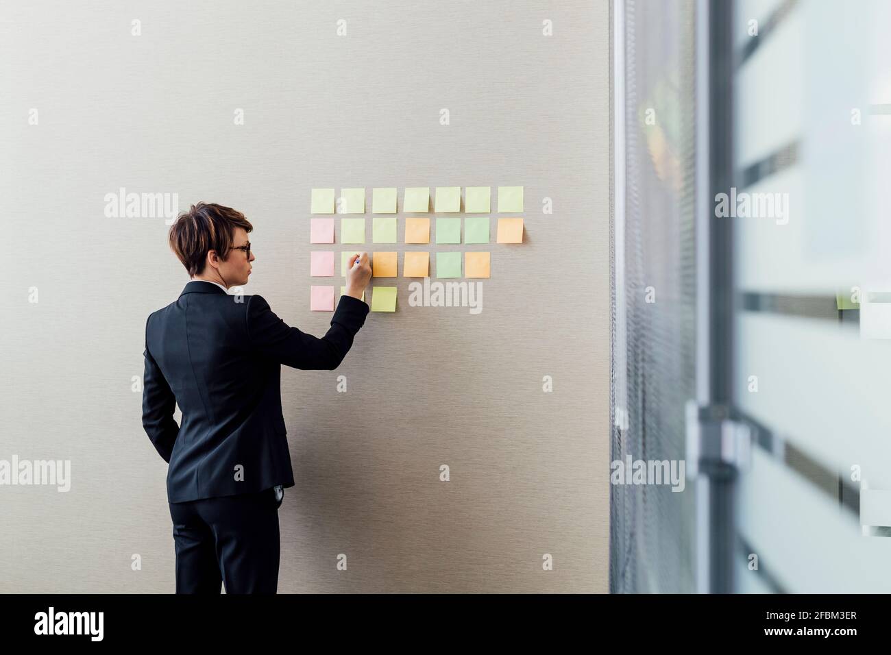 Woman post it notes rear hi-res stock photography and images - Alamy